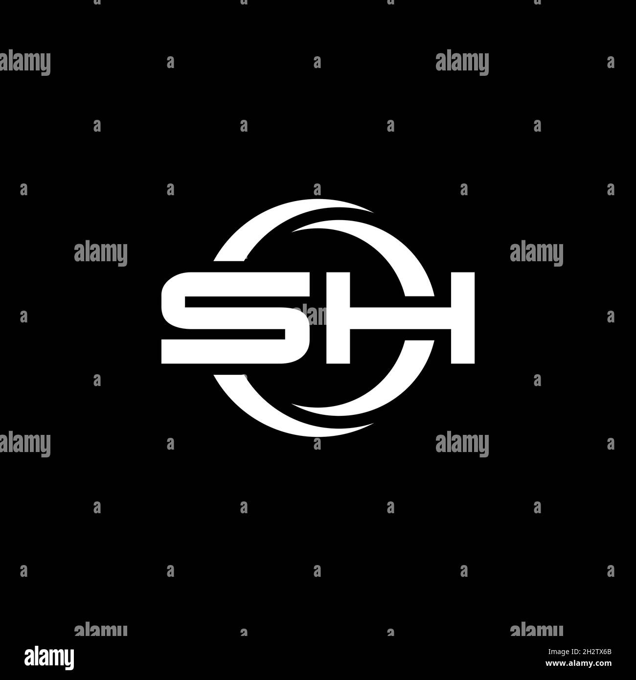 SH Monogram logo letter with simple shape and circle rounded design ...
