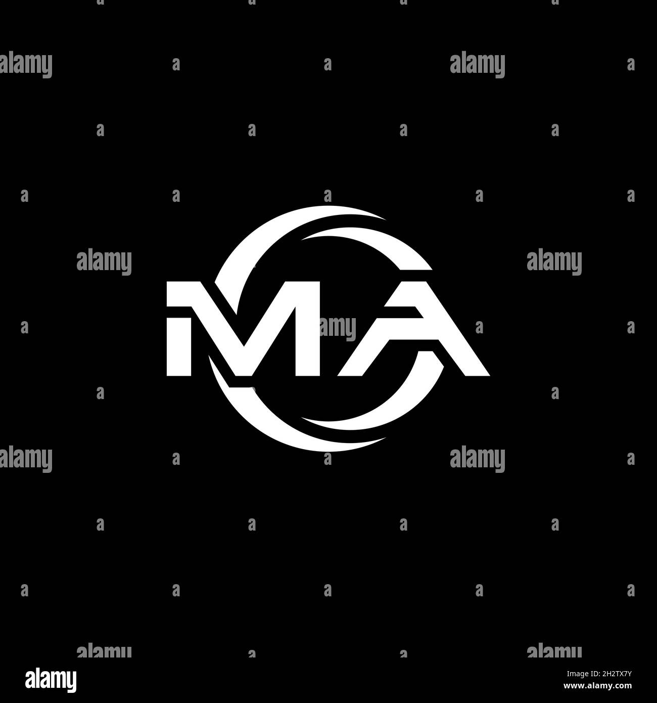 MA Monogram logo letter with simple shape and circle rounded design ...