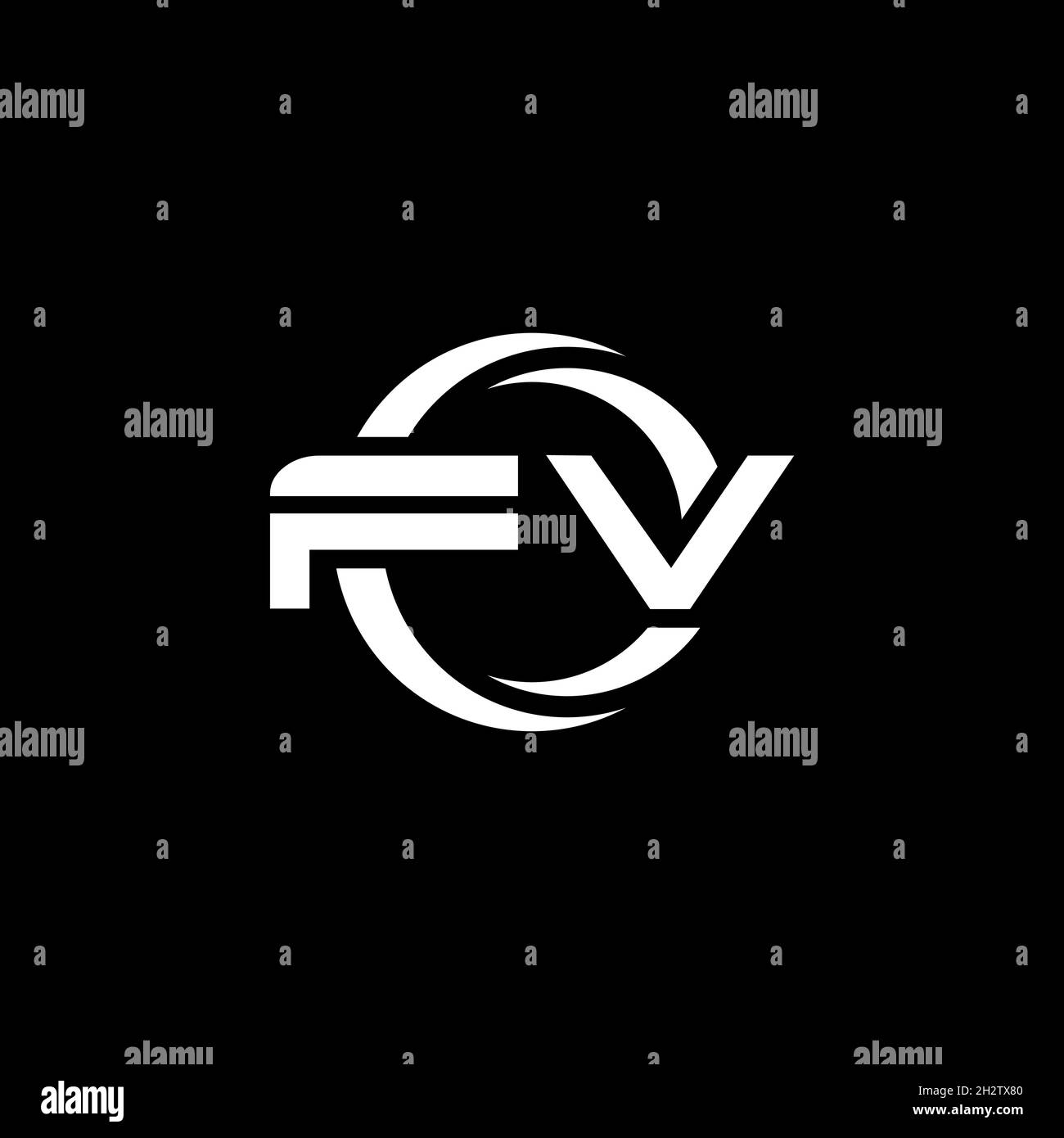FV Monogram logo letter with simple shape and circle rounded design ...