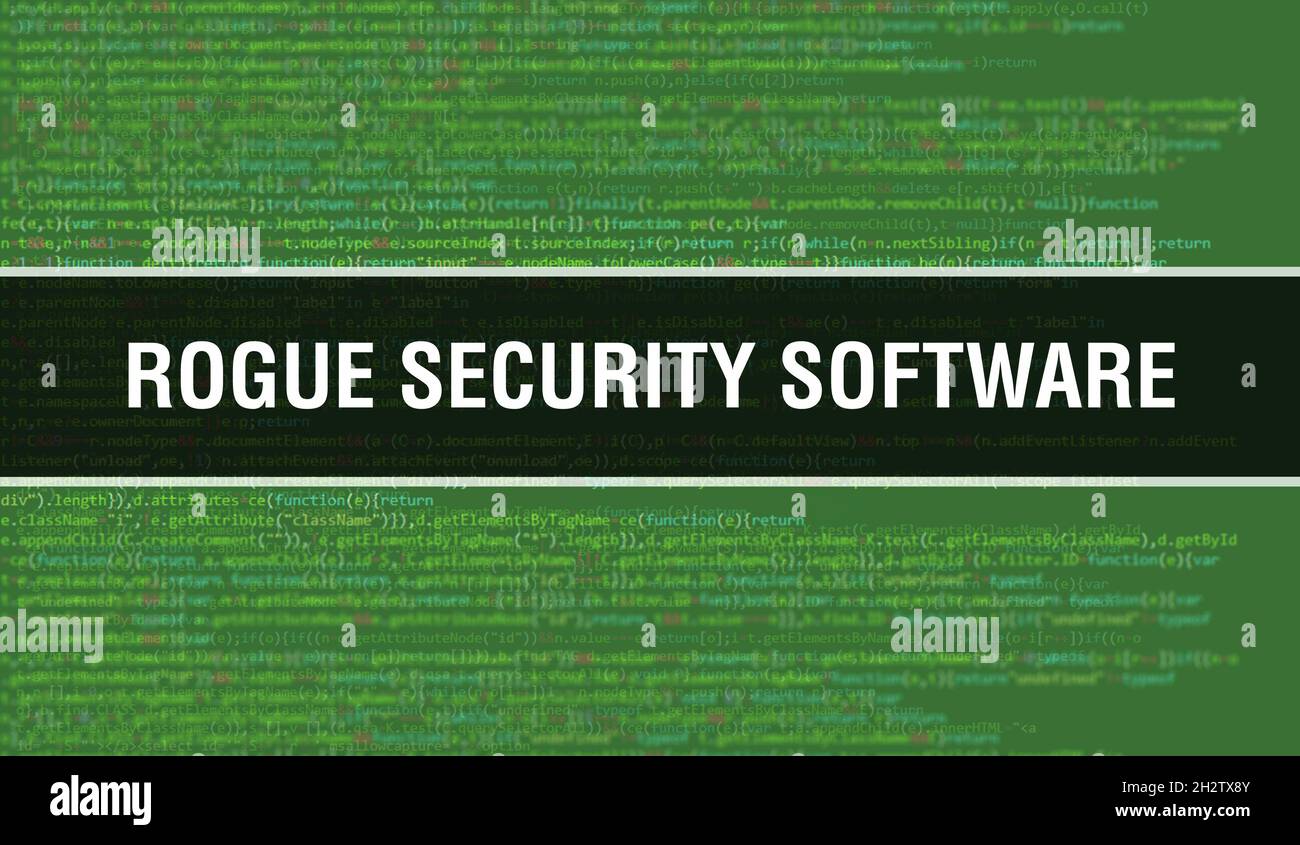 Rogue security software with Digital java code text. Rogue security ...
