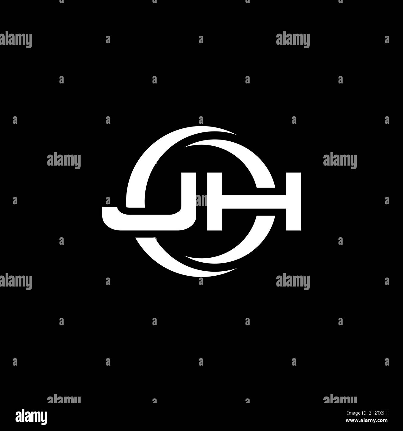 JH Monogram logo letter with simple shape and circle rounded design ...