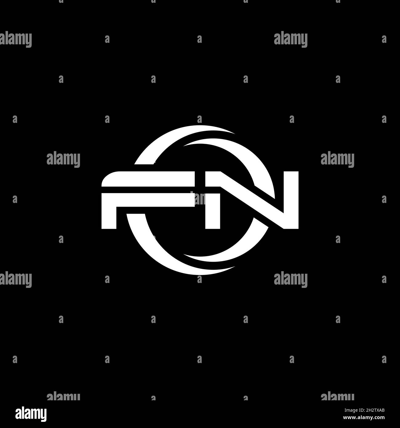 FN Monogram logo letter with simple shape and circle rounded design ...