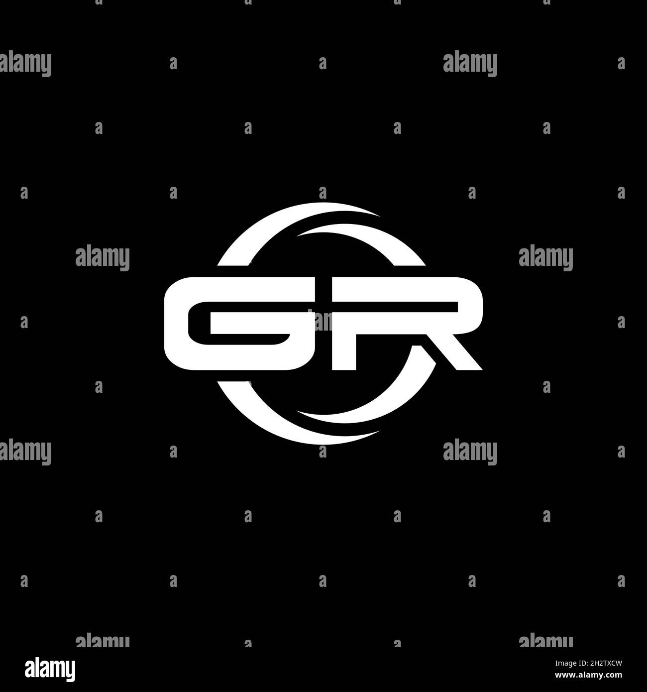 GR Monogram logo letter with simple shape and circle rounded design ...