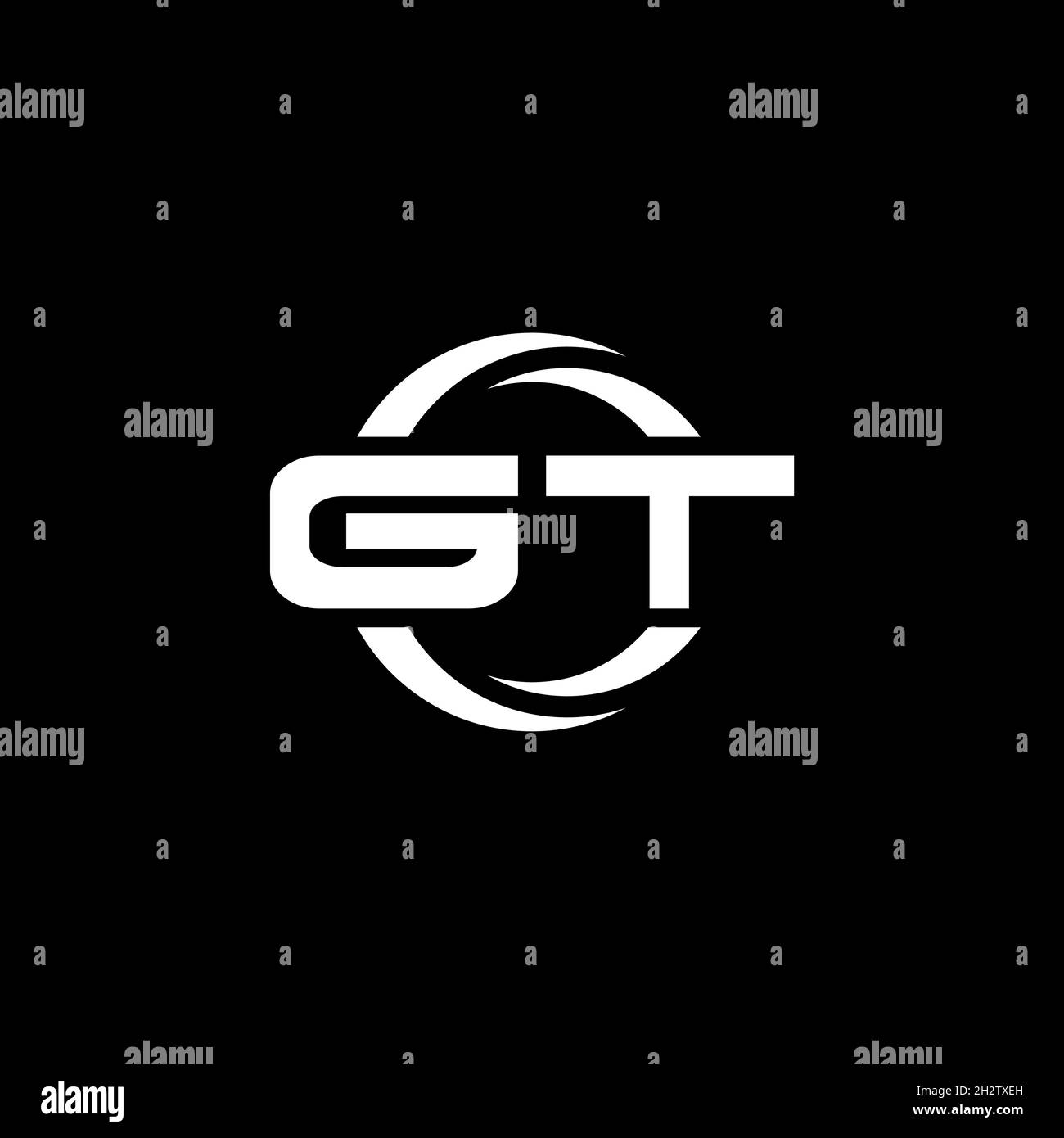 GT Monogram logo letter with simple shape and circle rounded design ...