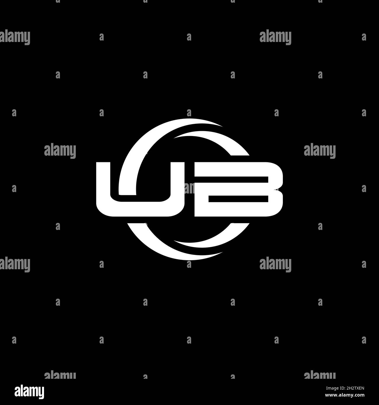 UB Monogram logo letter with simple shape and circle rounded design template isolated on black ...