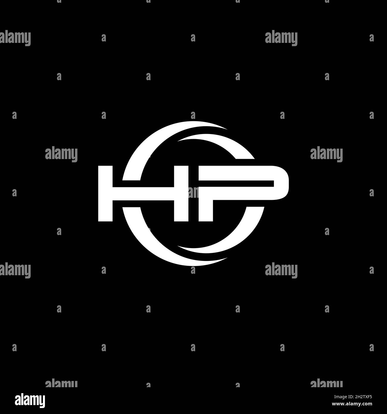 HP Monogram logo letter with simple shape and circle rounded design ...