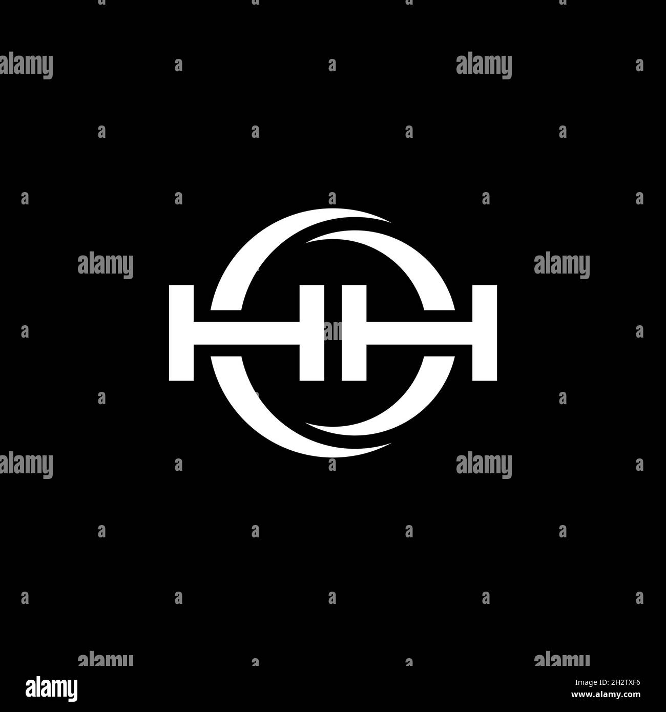 HH Monogram logo letter with simple shape and circle rounded design ...