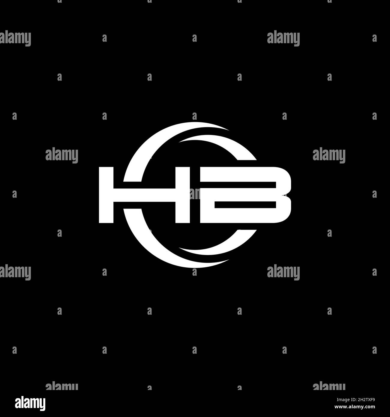 HB Monogram logo letter with simple shape and circle rounded design ...