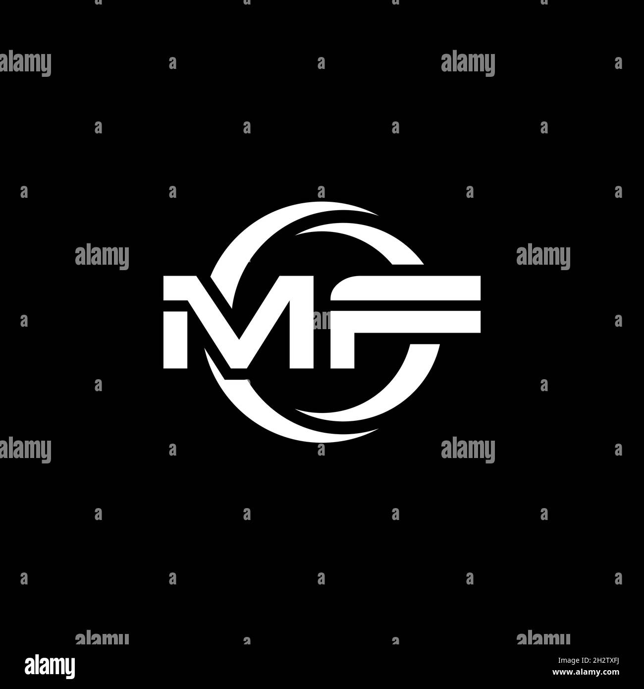 MF Monogram logo letter with simple shape and circle rounded design ...