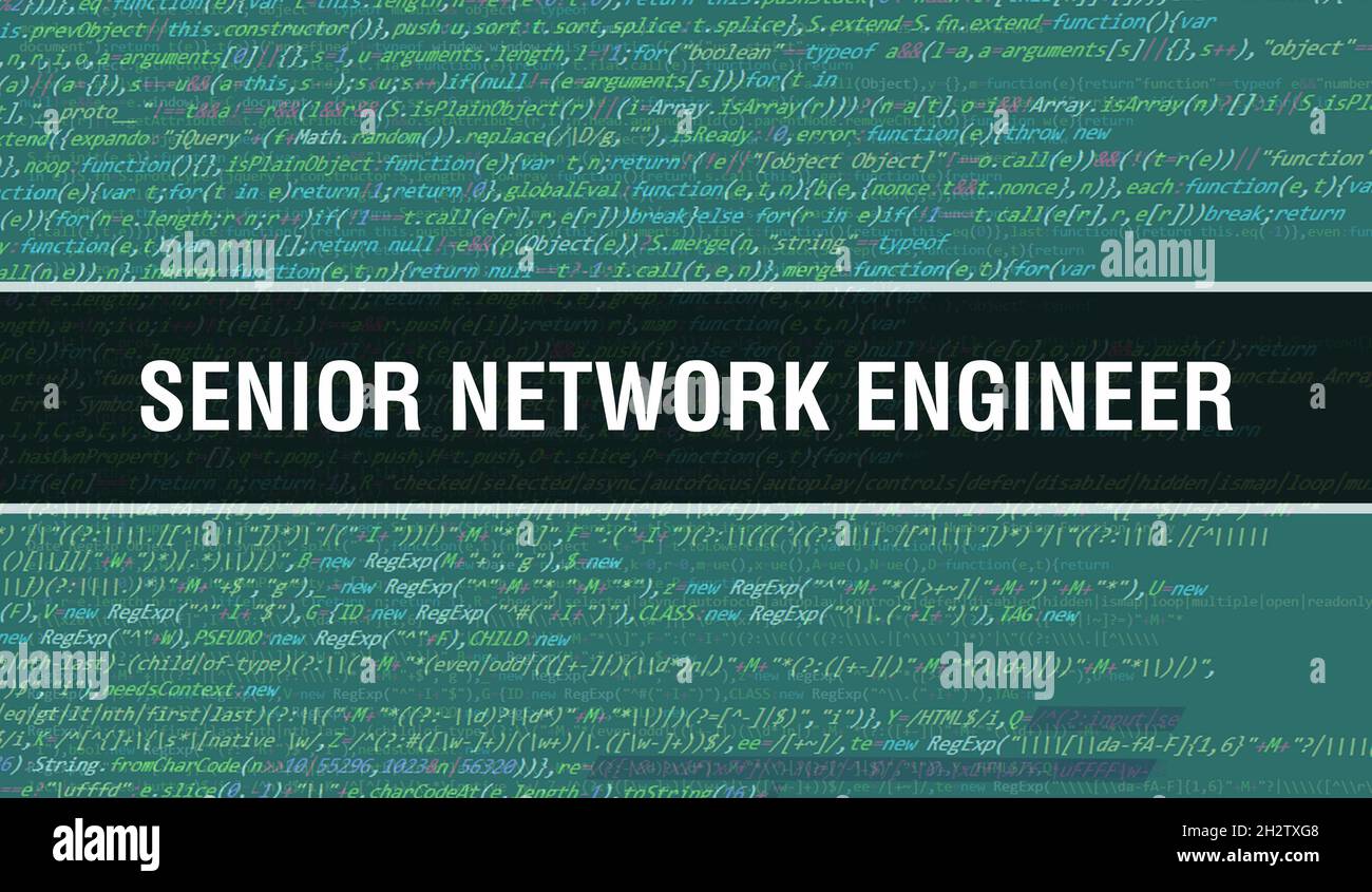 Senior Network Engineer With Abstract Technology Binary Code Backgrounddigital Binary Data And