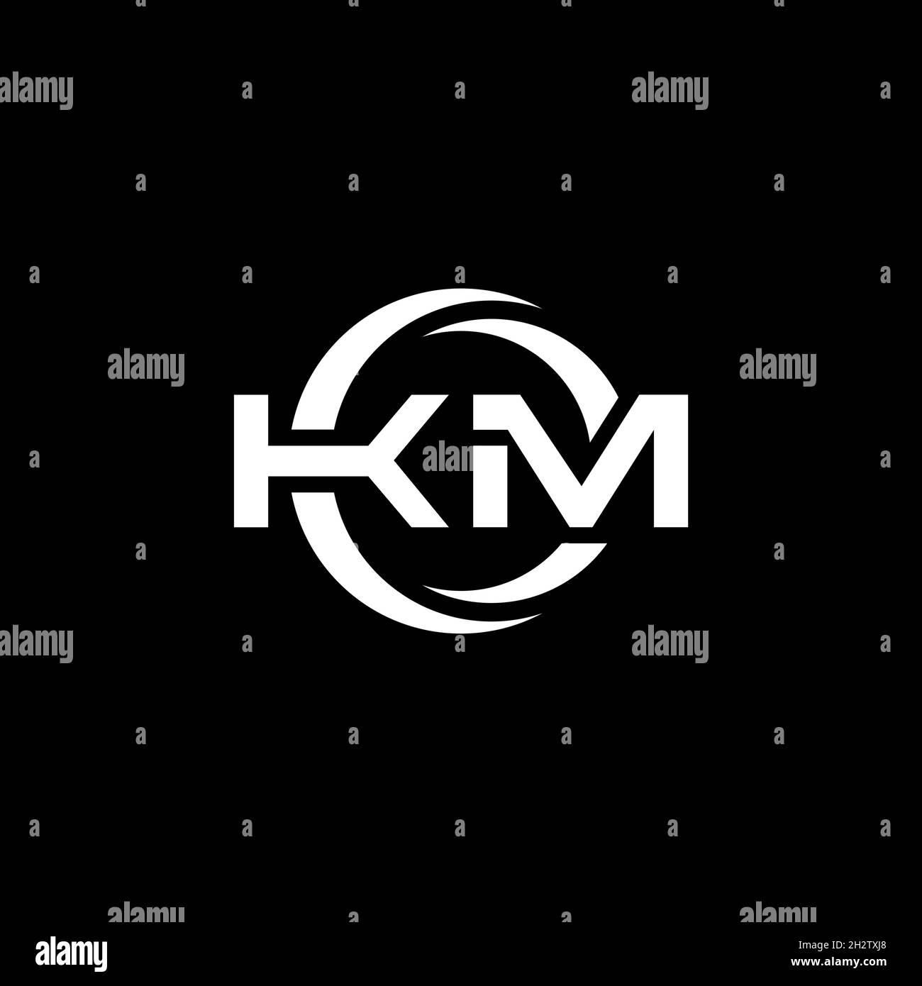 KM Monogram logo letter with simple shape and circle rounded design ...