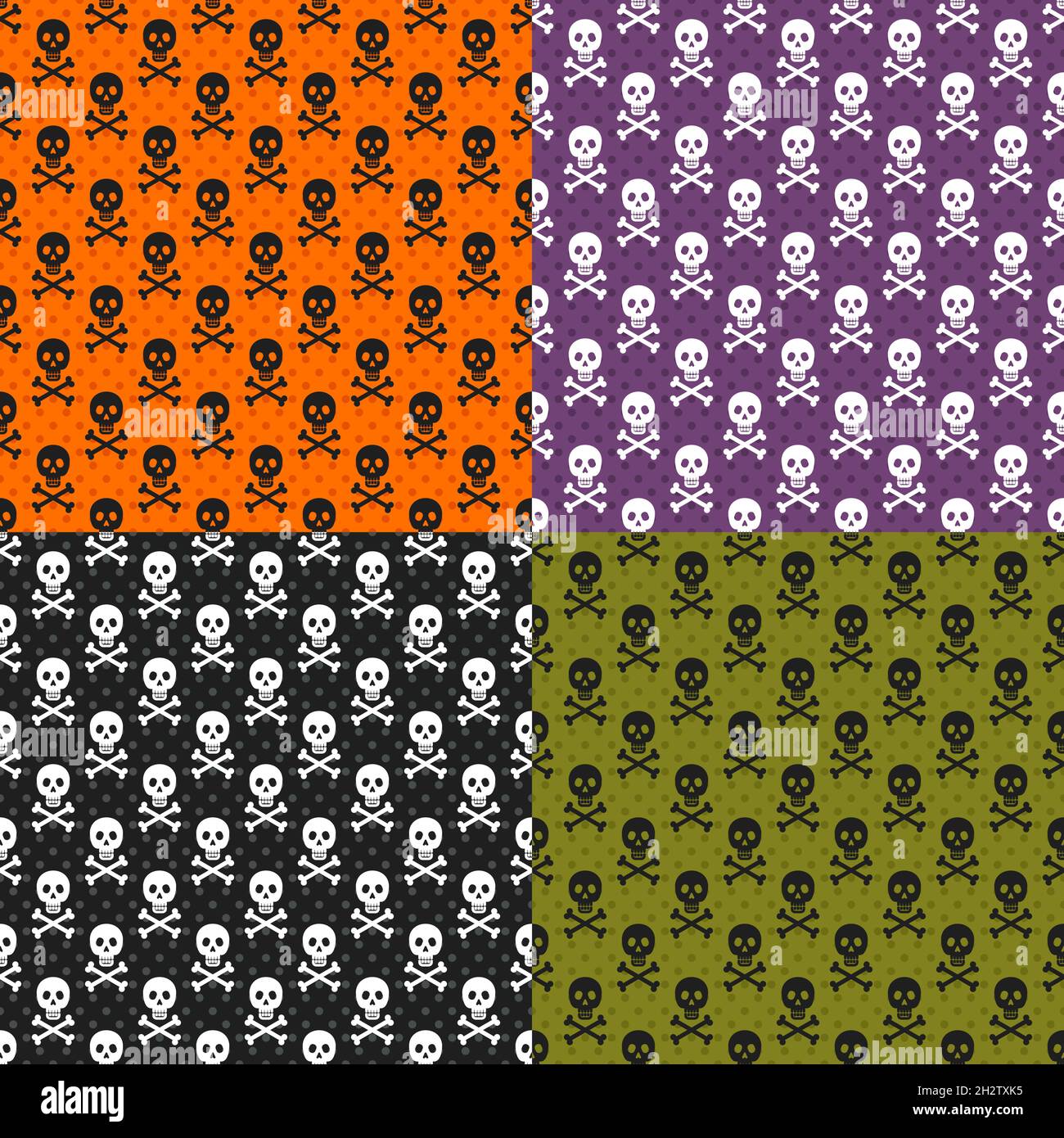 Halloween seamless patterns set. Color background with icons Stock ...