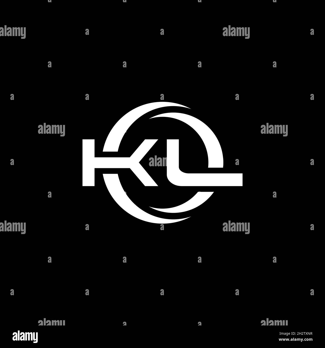 KL Monogram logo letter with simple shape and circle rounded design ...