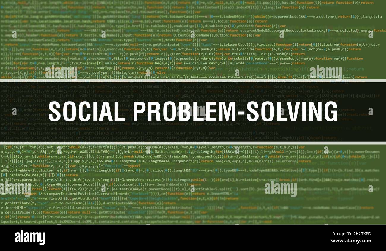 Social problem-solving with Binary code digital technology background ...