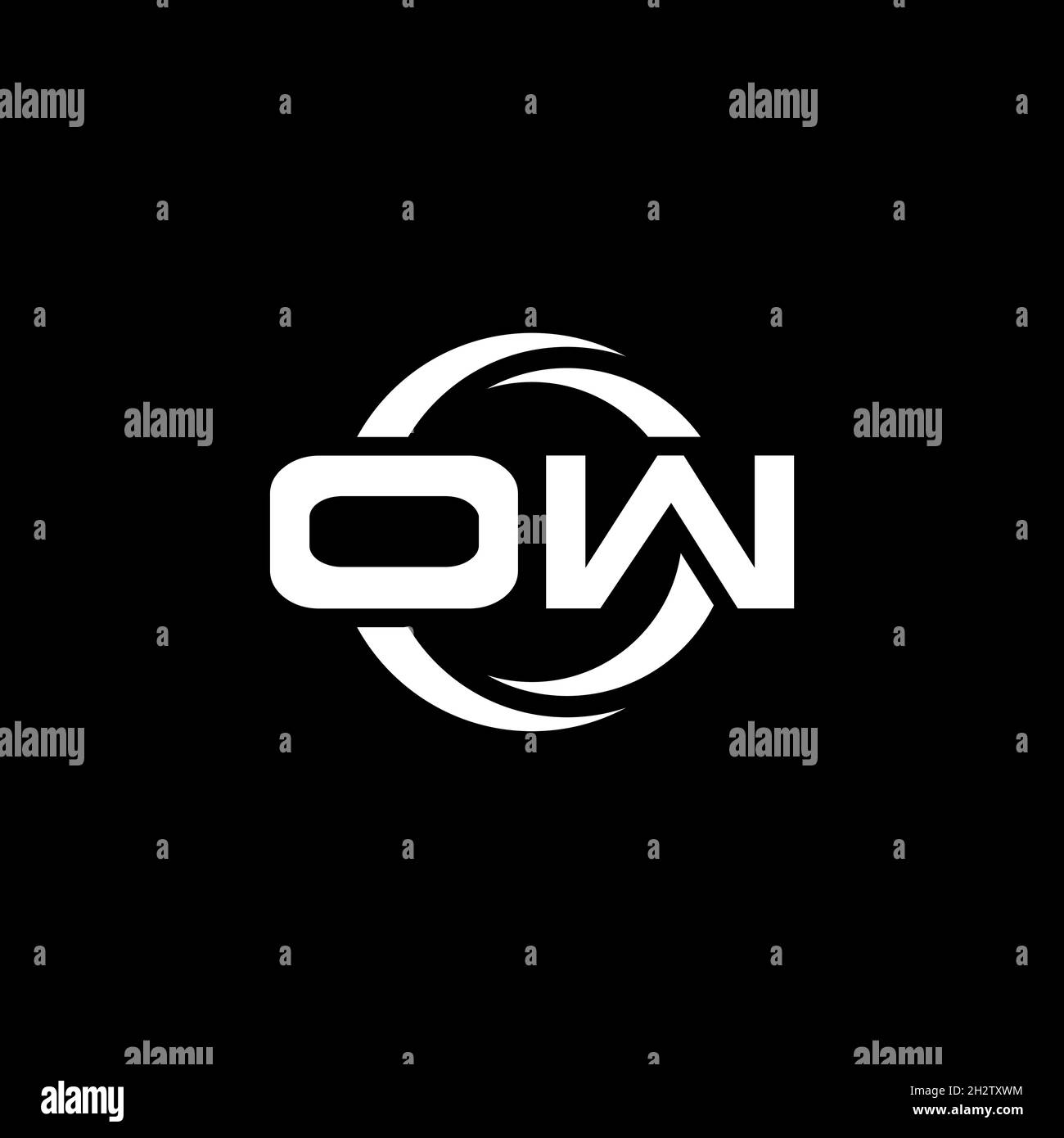 OW Monogram logo letter with simple shape and circle rounded design ...