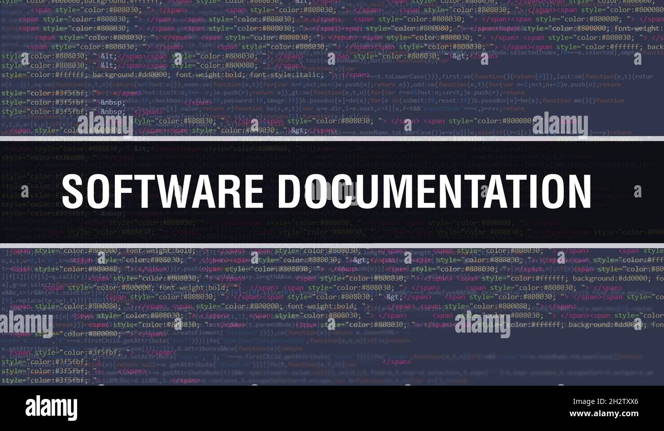 Software Documentation Concept With Random Parts Of Program Codesoftware Documentation Text