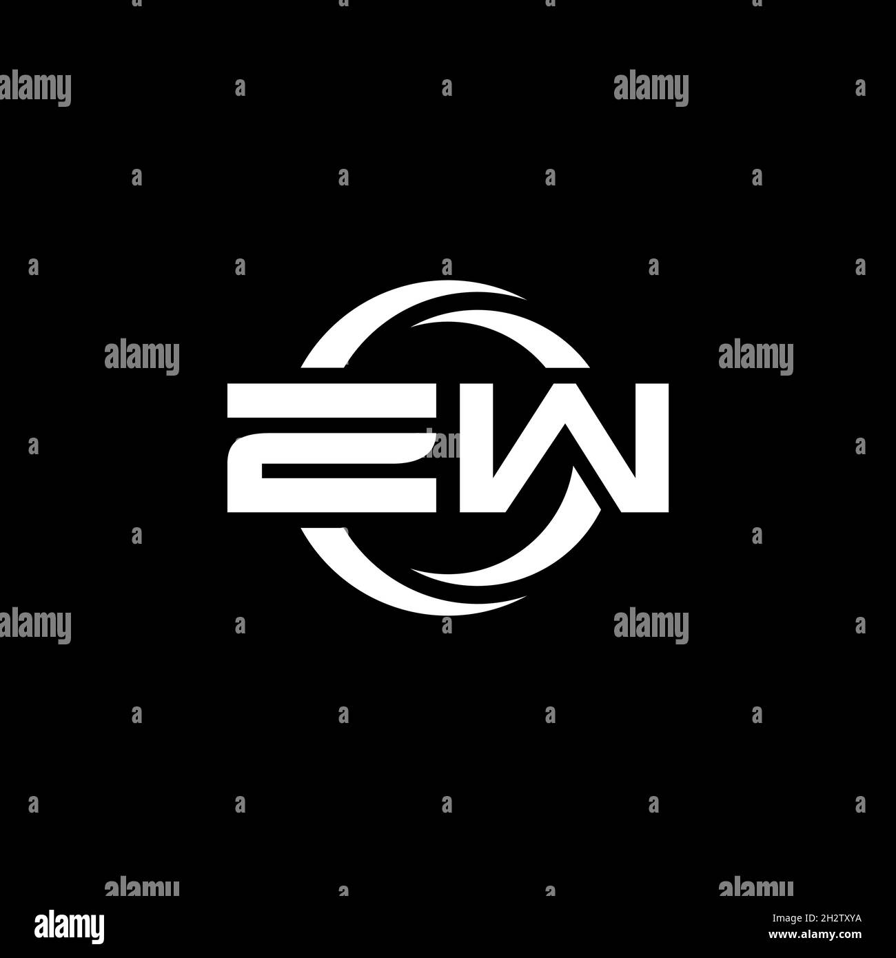 ZW Monogram logo letter with simple shape and circle rounded design ...