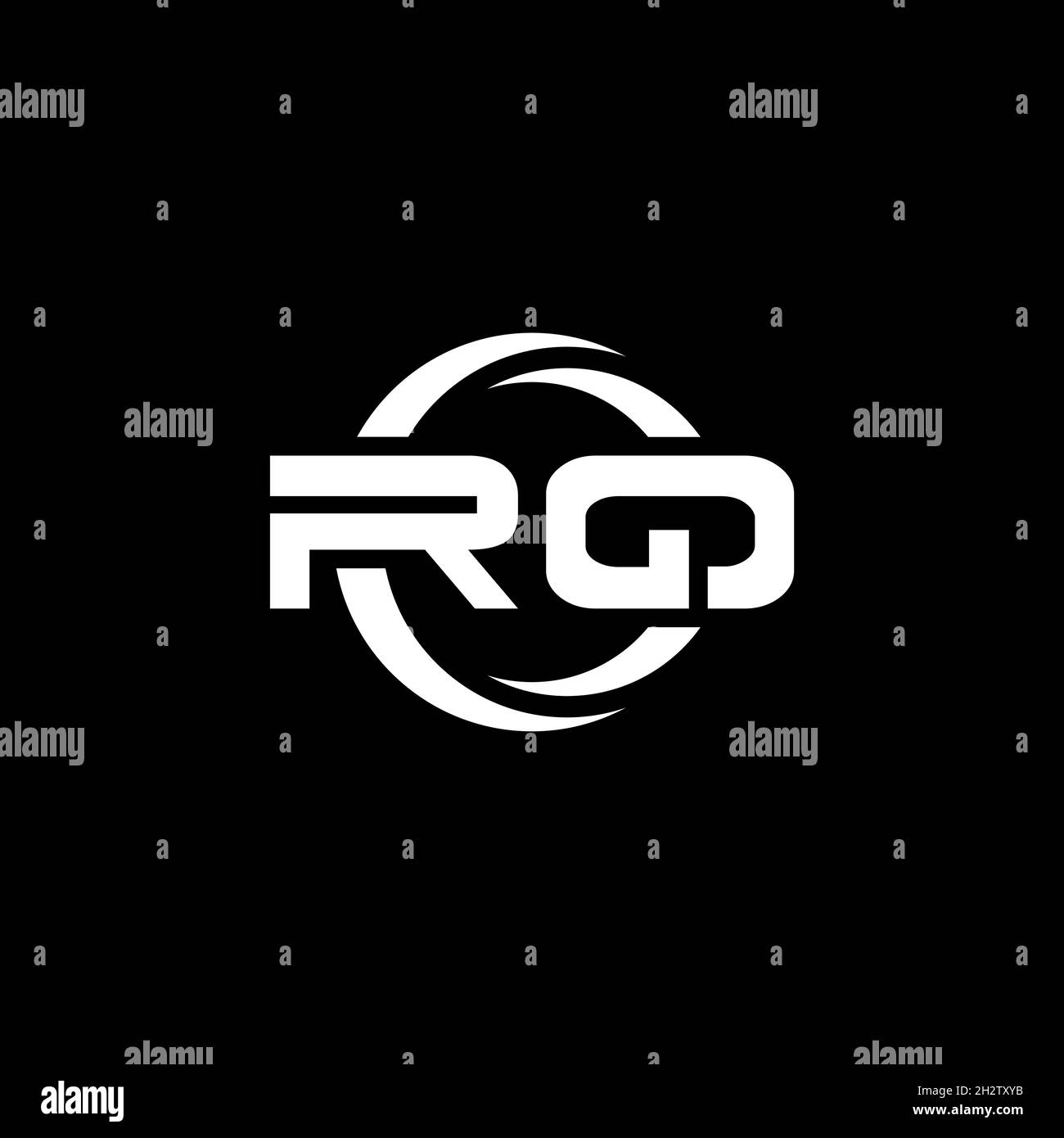 RQ Monogram logo letter with simple shape and circle rounded design ...