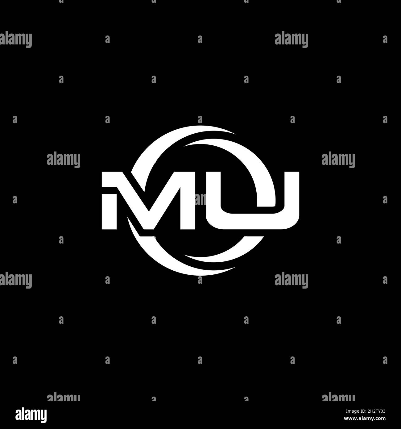 MU Monogram logo letter with simple shape and circle rounded design ...