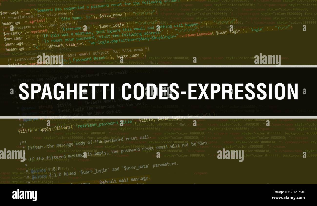 Spaghetti codeS-expression text written on Programming code abstract ... Spaghetti codeS-expression text written on Programming code abstract ...