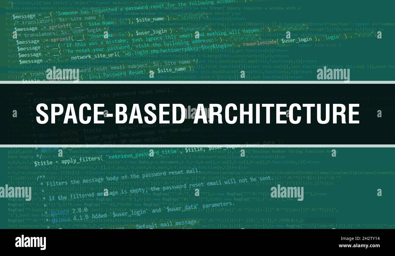 Space-based architecture concept illustration using code for developing ...