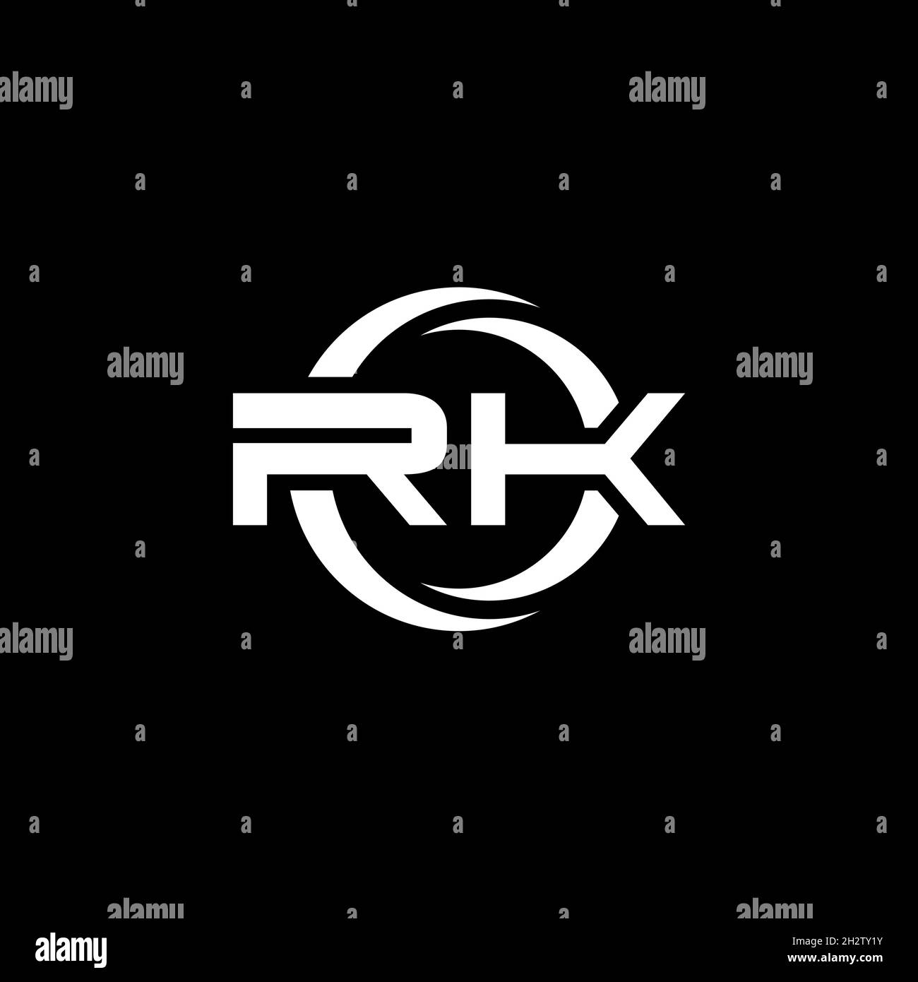 RK Monogram logo letter with simple shape and circle rounded design ...
