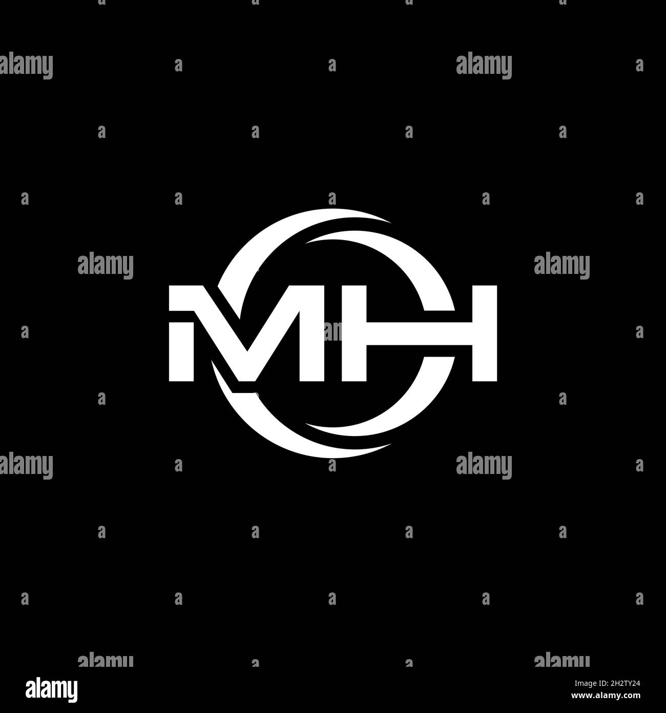 MH Monogram logo letter with simple shape and circle rounded design ...