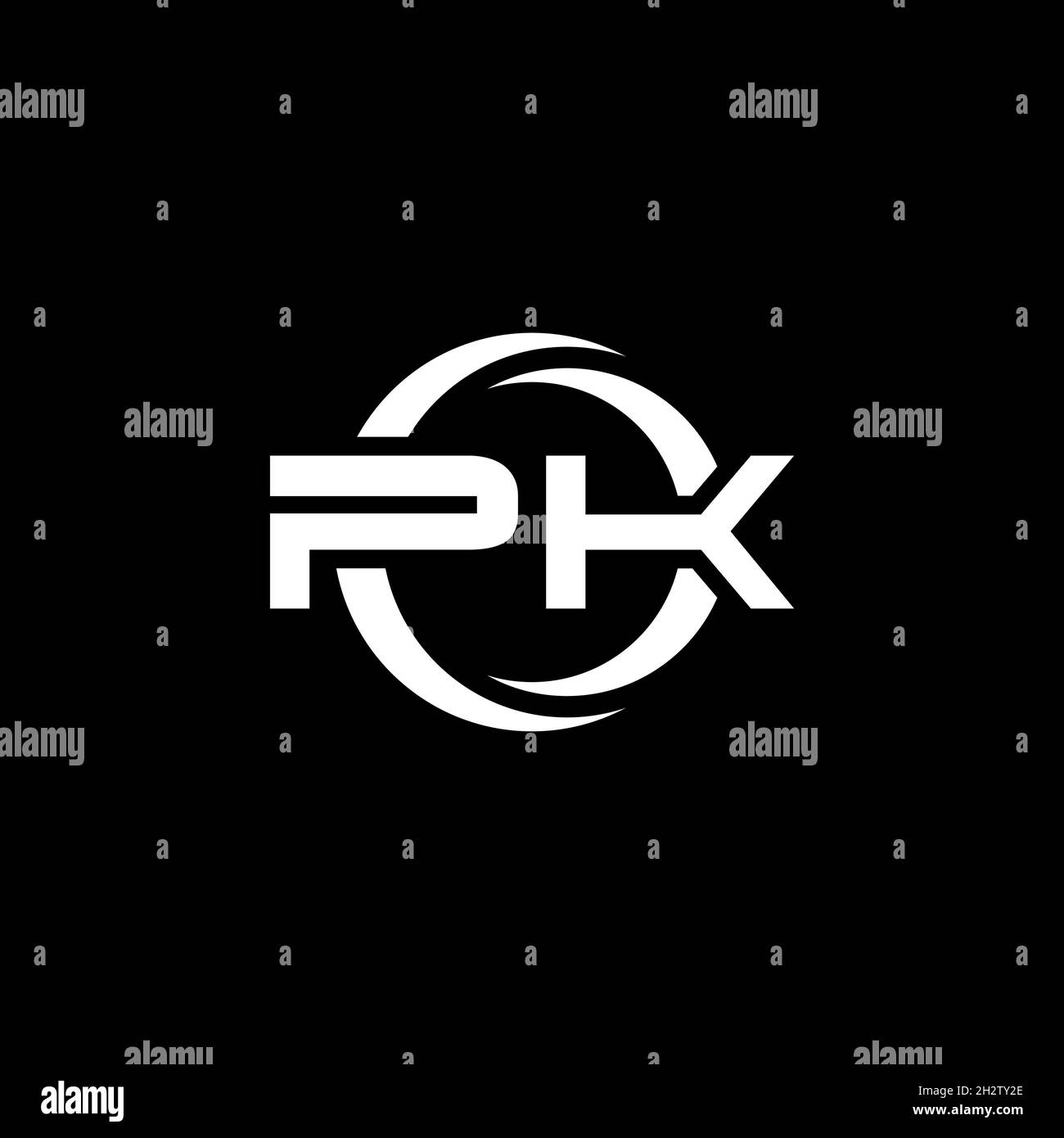 PK Monogram logo letter with simple shape and circle rounded design ...