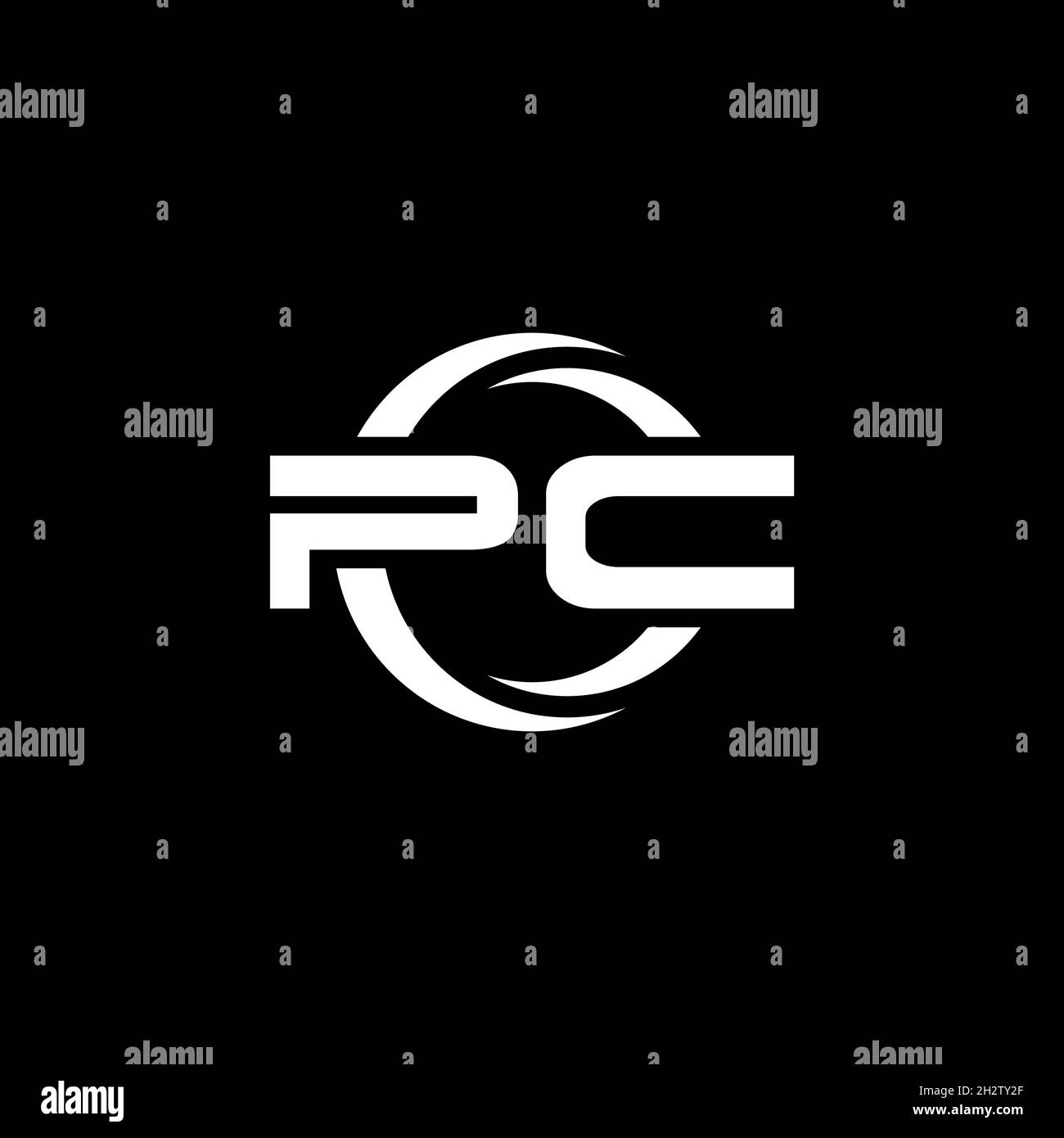 PC Monogram logo letter with simple shape and circle rounded design ...