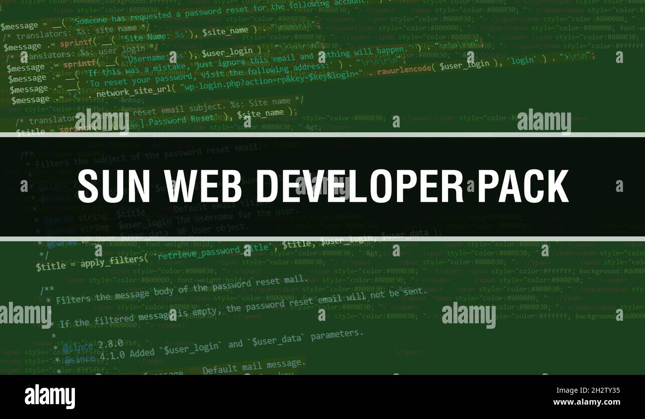 Sun Web Developer Pack text written on Programming code abstract ...