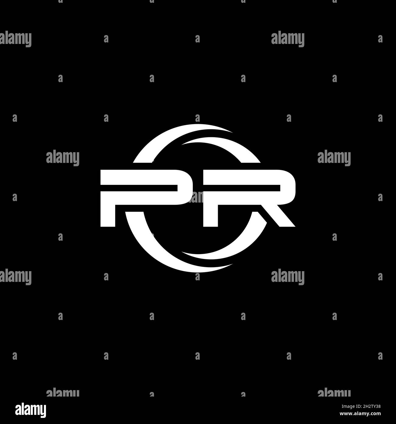 PR Monogram logo letter with simple shape and circle rounded design ...