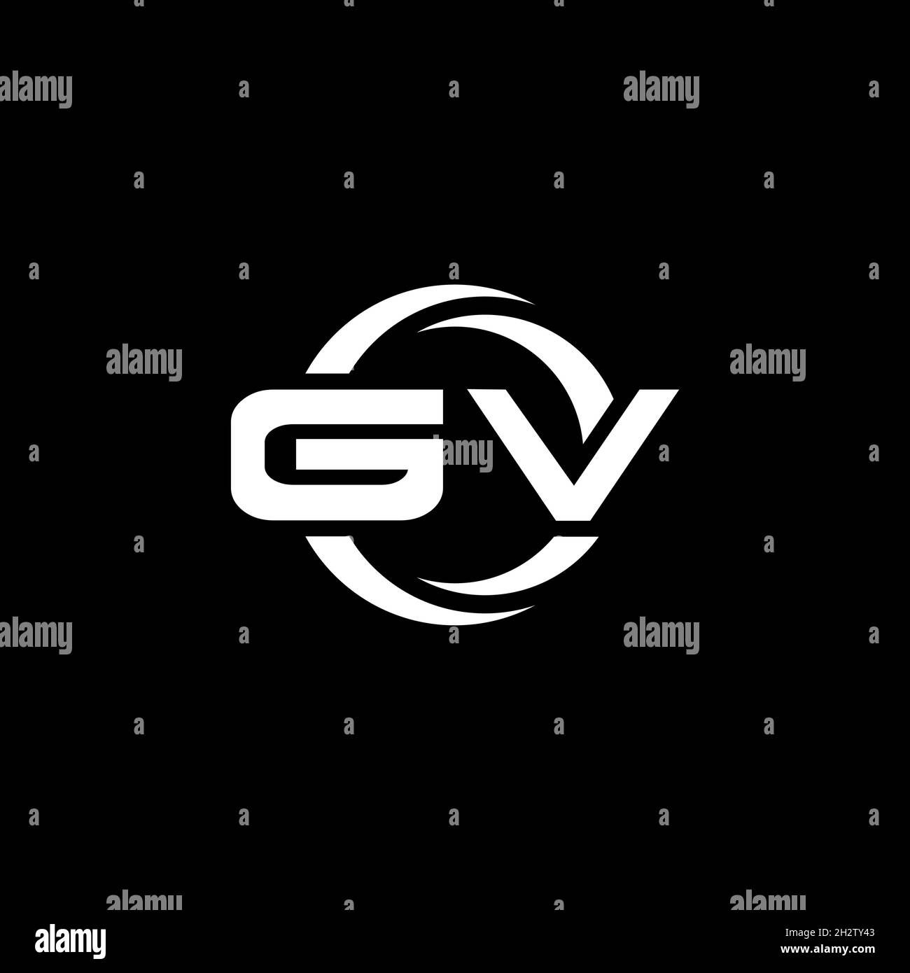 GV Monogram logo letter with simple shape and circle rounded design ...