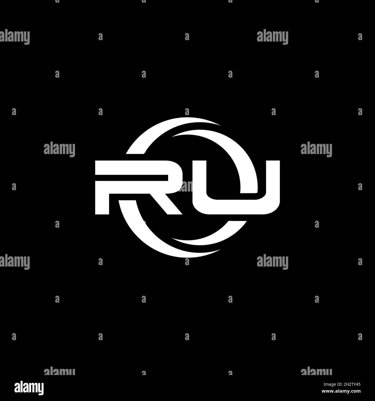 RU Monogram logo letter with simple shape and circle rounded design ...