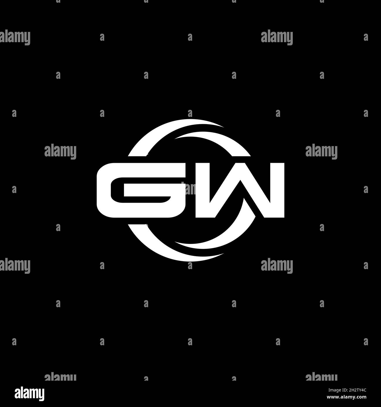 GW Monogram logo letter with simple shape and circle rounded design ...