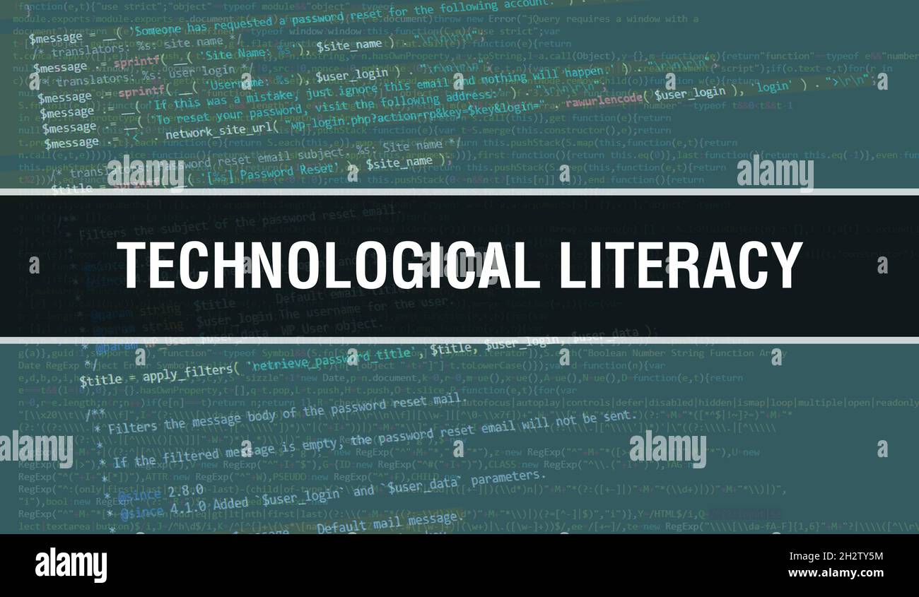 Technological Literacy Concept Illustration Using Code For Developing Programs And App