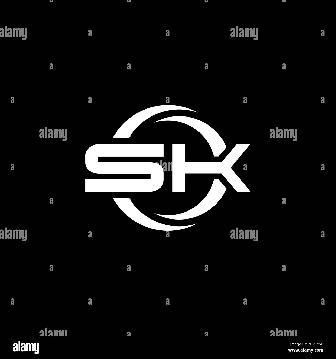 SK Monogram logo letter with simple shape and circle rounded design ...