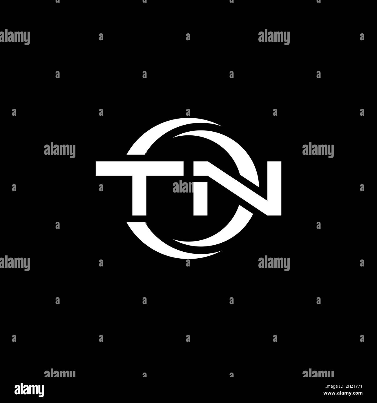 TN Monogram logo letter with simple shape and circle rounded design template isolated on black ...
