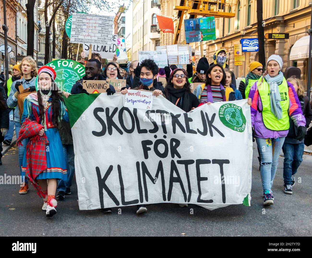 Stockholm, Sweden. 22 October, 2021. Swedish climate activists inspired ...