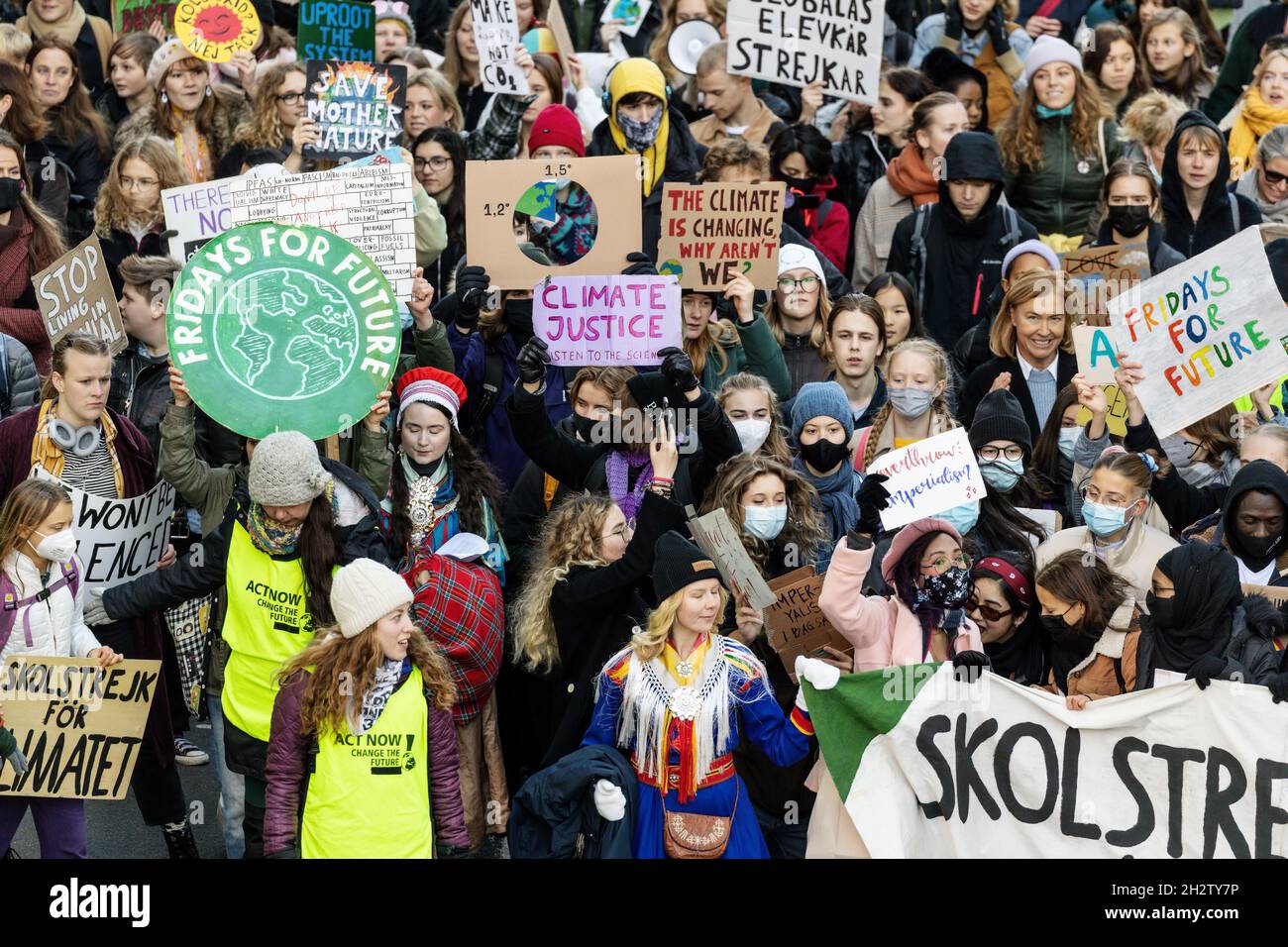 Stockholm, Sweden. 22 October, 2021. Swedish climate activists inspired ...