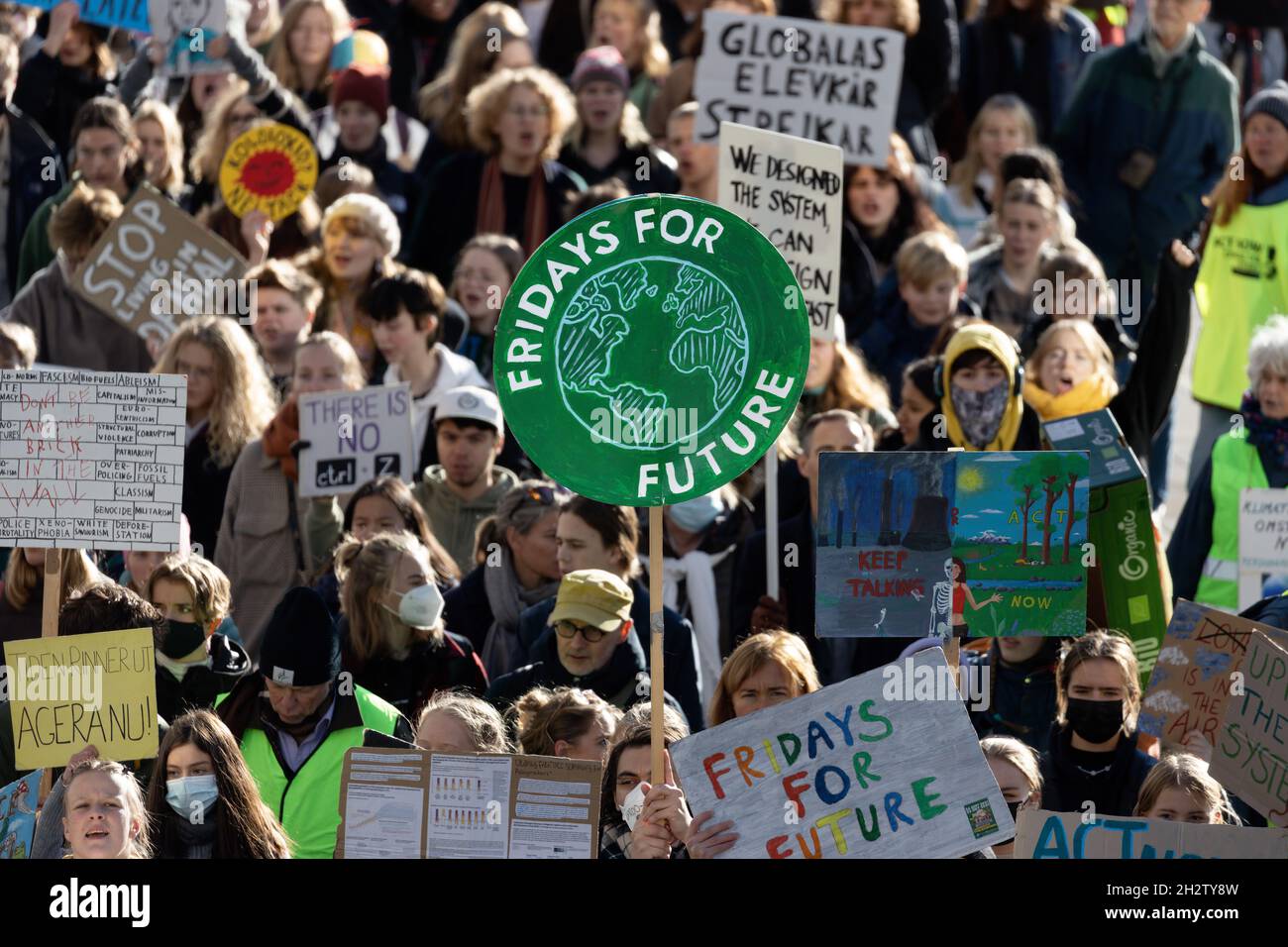 Stockholm, Sweden. 22 October, 2021. Swedish climate activists inspired ...