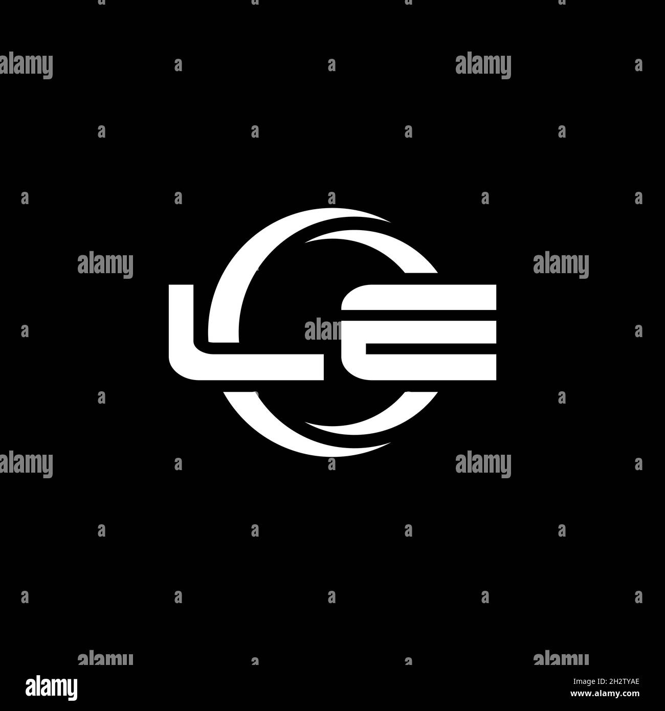 LE Monogram logo letter with simple shape and circle rounded design ...