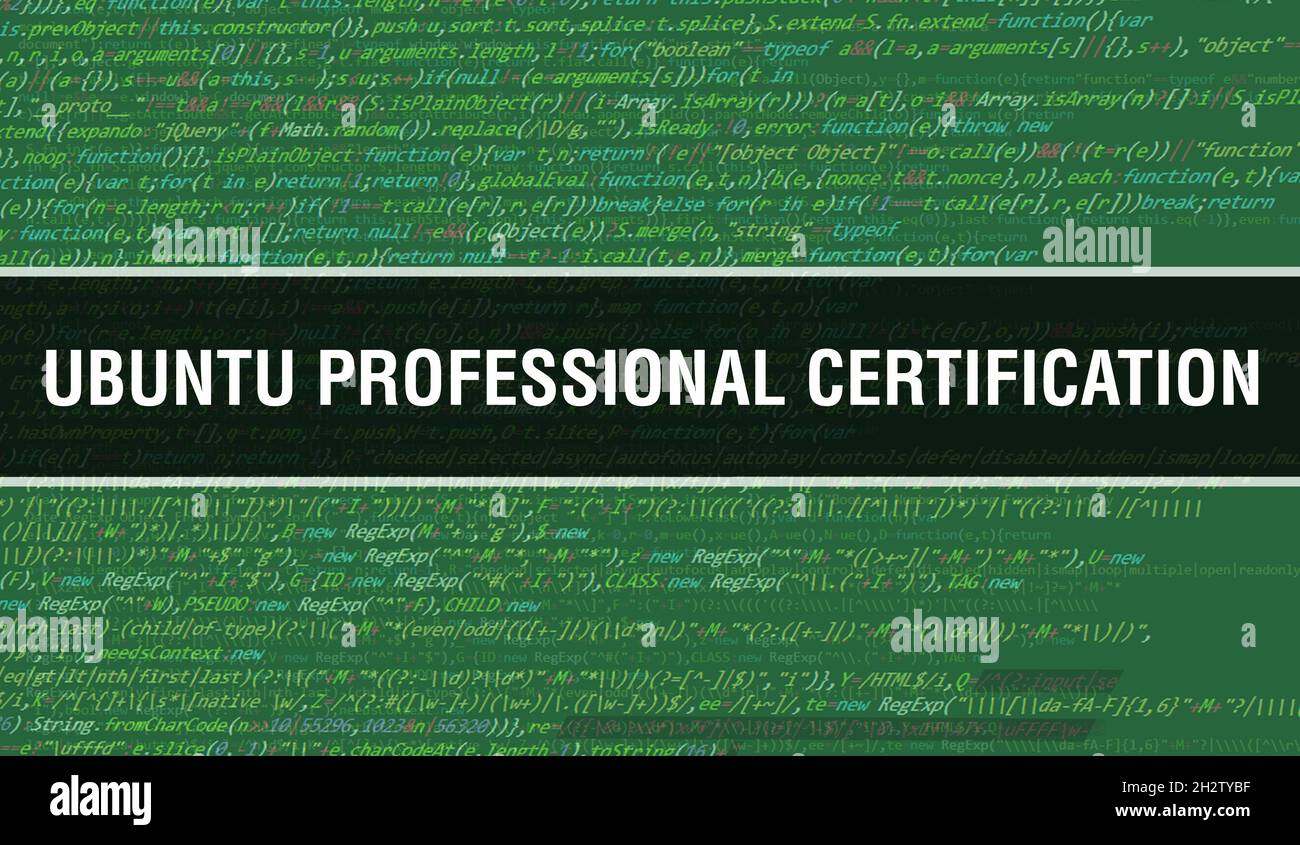 Ubuntu Professional Certification text written on Programming code ...