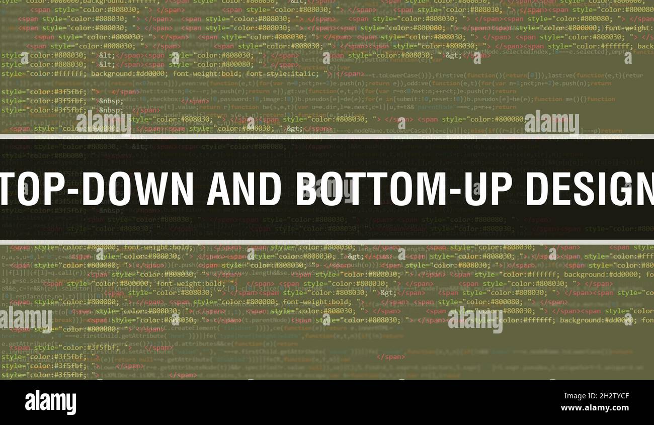 Top-down and bottom-up design concept with Random Parts of Program Code ...