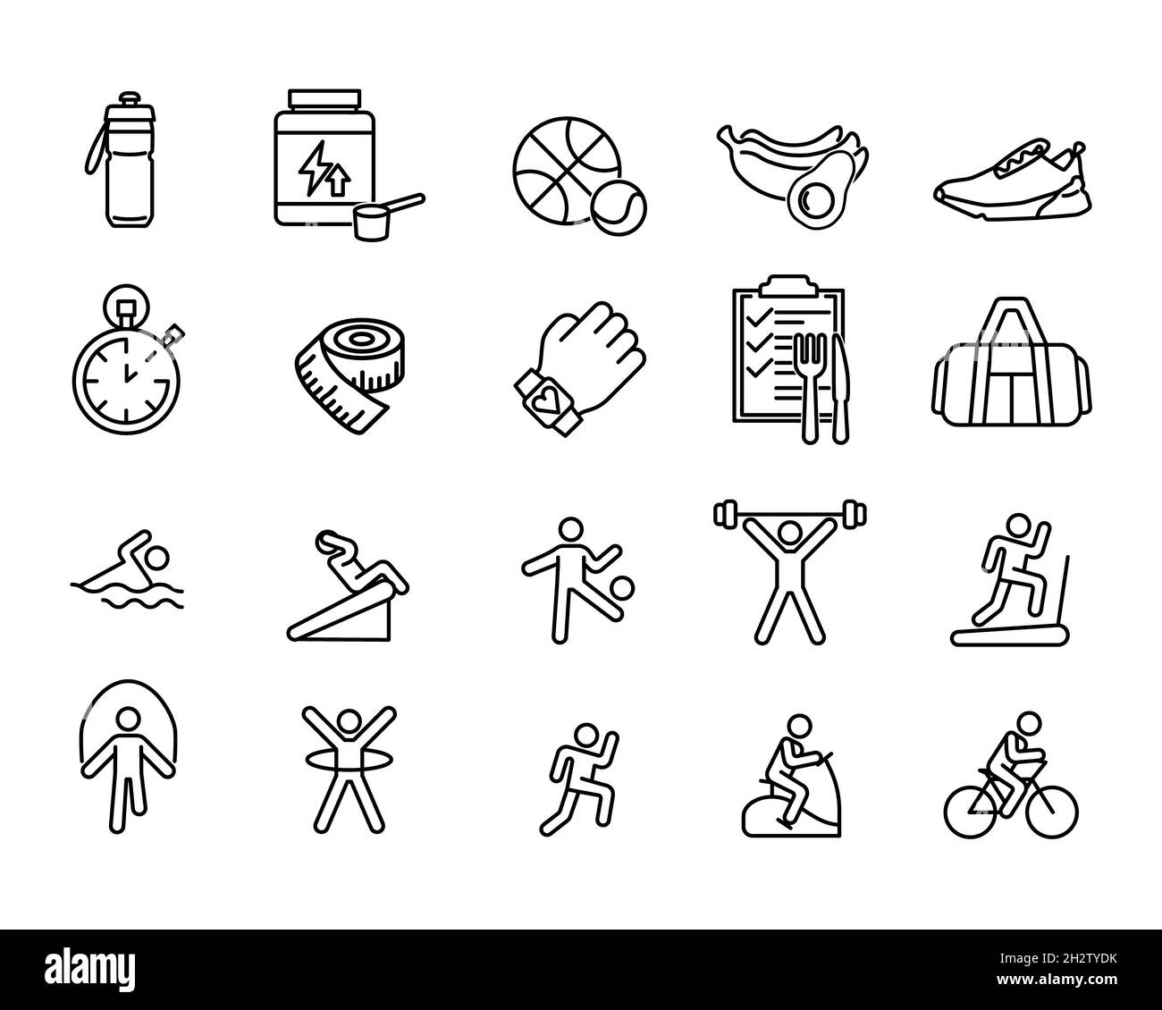 Healhty fitness icon. Flat sport pictogram for web. Line stroke. Simple ...
