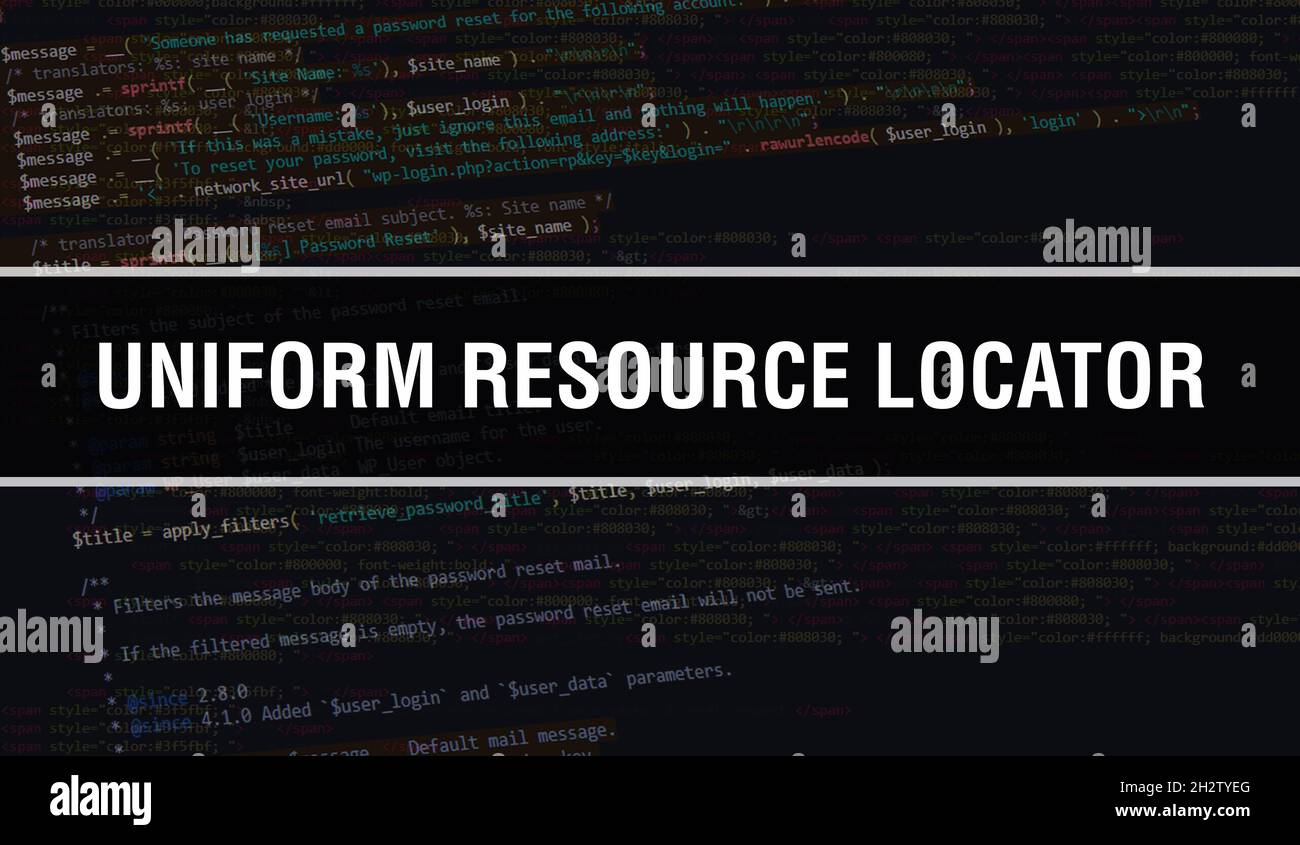 Uniform Resource Locator text written on Programming code abstract ... Uniform Resource Locator text written on Programming code abstract ...