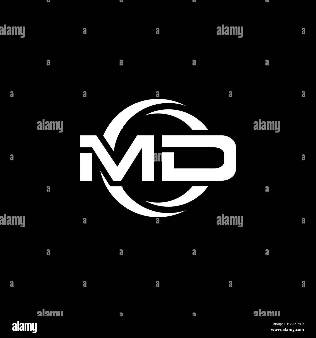 MD Monogram logo letter with simple shape and circle rounded design ...