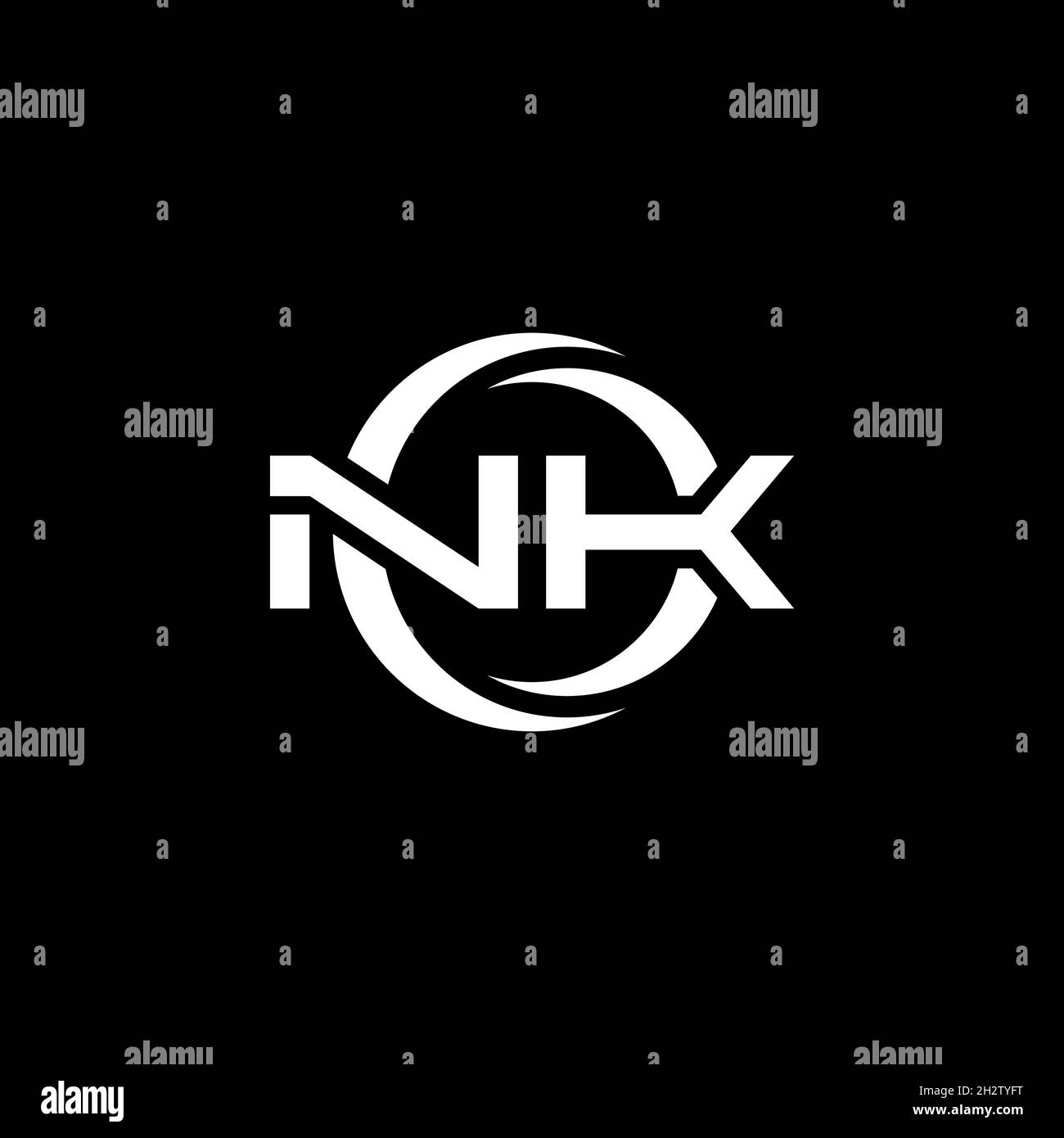 NK Monogram logo letter with simple shape and circle rounded design ...