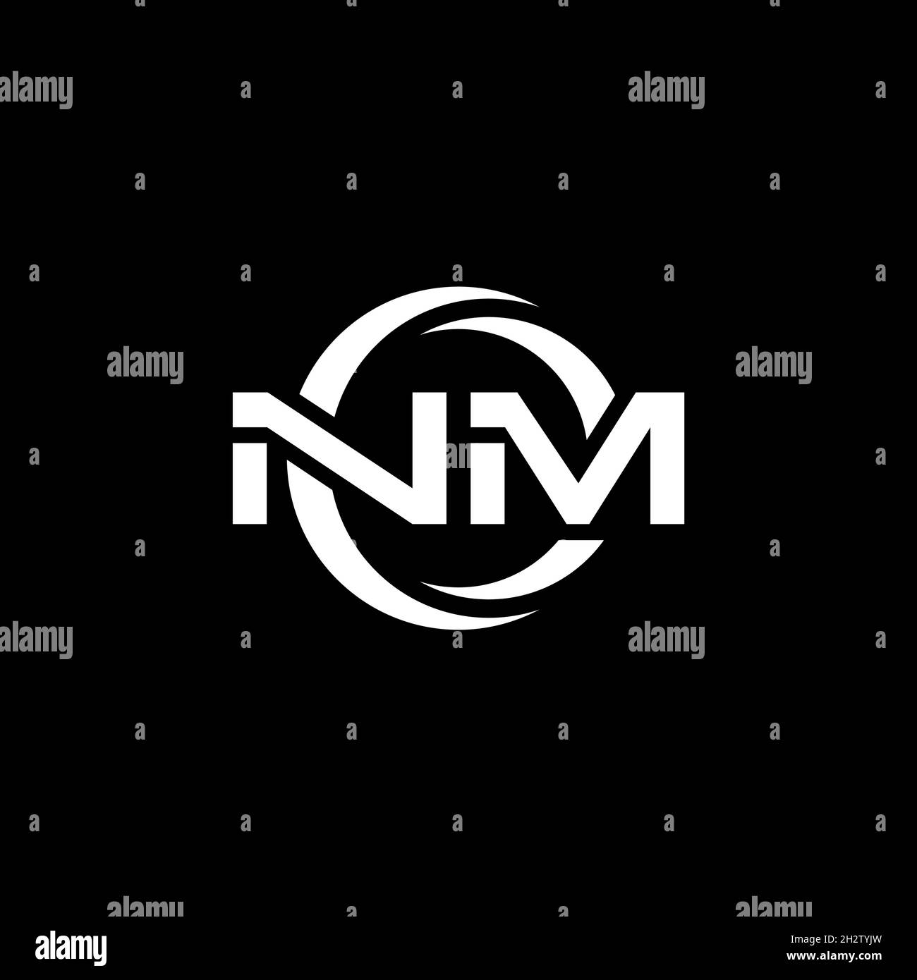 NM Monogram logo letter with simple shape and circle rounded design ...
