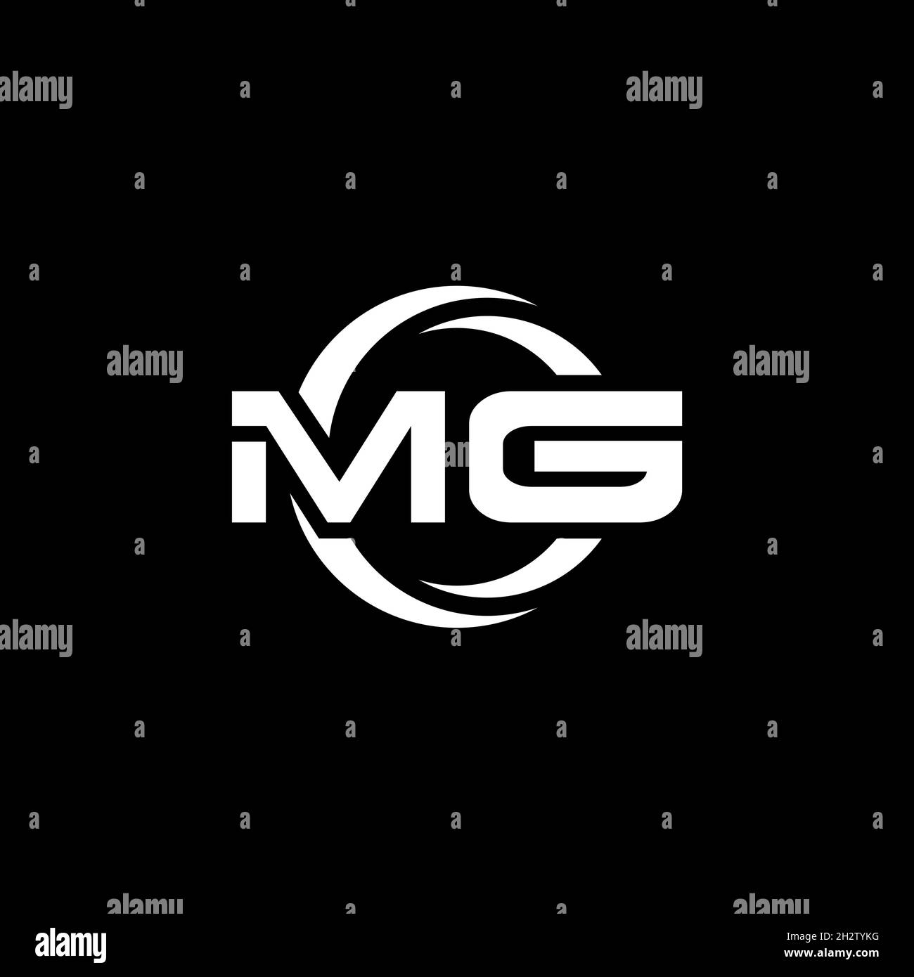 MG Monogram logo letter with simple shape and circle rounded design ...