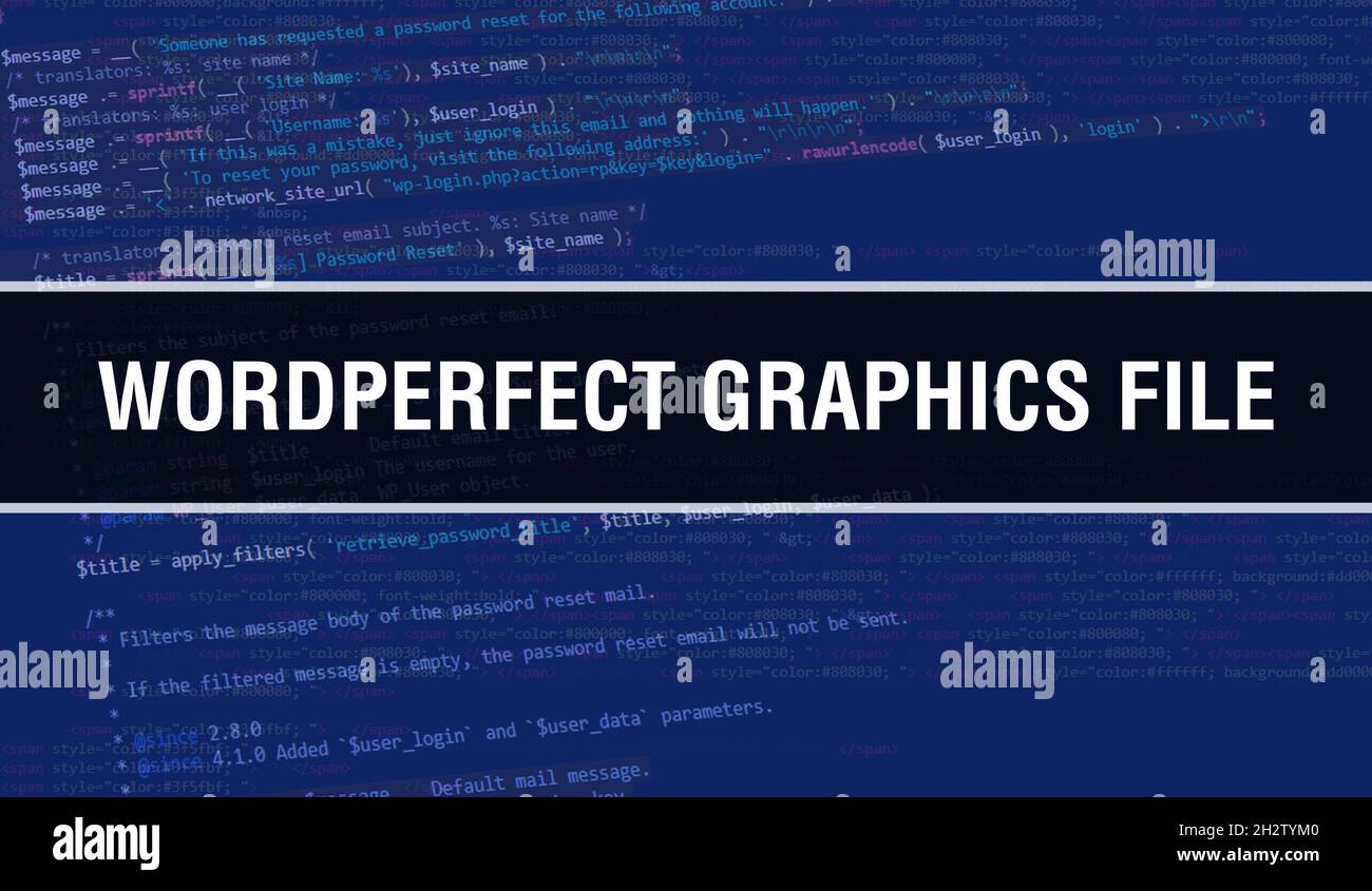 WordPerfect Graphics File text written on Programming code abstract ...